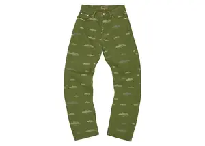 CORTEIZ Alcatraz Pattern Denim Jeans - Khaki
