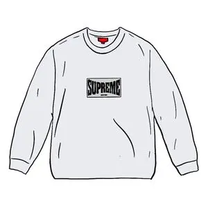 Supreme Woven Label Long Sleeve Top - White