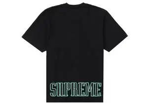 Supreme Contrast Appliqué Short Sleeve Top - Black