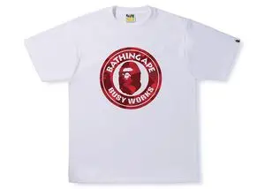 A BATHING APE Camo Busy Works Tee Shirt (ss22) White Double Red