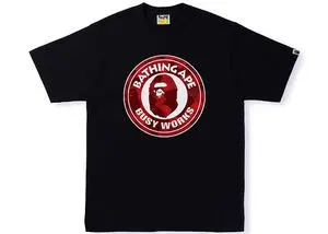A BATHING APE Camo Busy Works Tee Shirt (ss22) Black Double Red