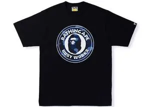 A BATHING APE Camo Busy Works Tee Shirt (ss22) Black Double Navy Blue