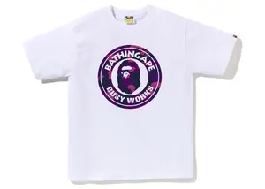 A BATHING APE Camo Busy Works Tee Shirt (ss23) White Purple