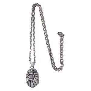 A BATHING APE Ape Head Crystal Stone Necklace - Silver