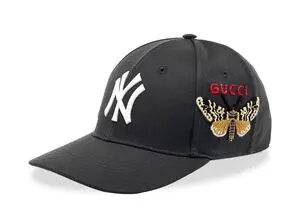 Gucci Ny Yankees Embroidered Butterfly Baseball Cap - Black