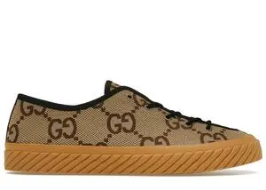Gucci Maxi Gg Low-top Sneakers - Beige/ebony