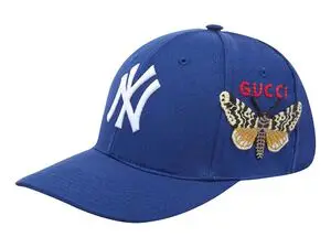 Gucci Ny Yankees Embroidered Butterfly Baseball Cap - Blue