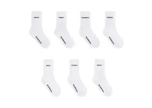 Balenciaga Set Of Seven Intarsia Ribbed Socks - White/black