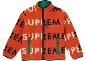 Supreme Reversible Logo Fleece Jacket - Orange