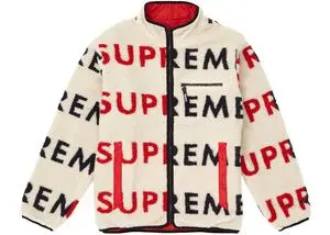 Supreme Reversible Logo Fleece Jacket - Natural