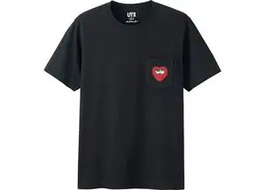 KAWS Kaws X Uniqlo Heart Pocket T-Shirt - Black