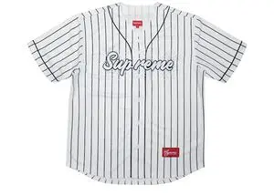 Supreme Rhinestone Baseball Jersey - Pinstripe