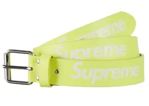 Supreme Repeat Leather Belt Fluorescent Yellow