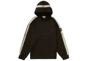 Supreme Stone Island Stripe Hooded Sweatshirt - Black