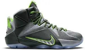 Nike LeBron 12 Dunk Force Sneakers Dark Magnet Grey/magnet Greyone-colorelectric Green
