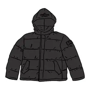 Supreme Stone Island Painted Camo Crinkle Down Jacket - Black