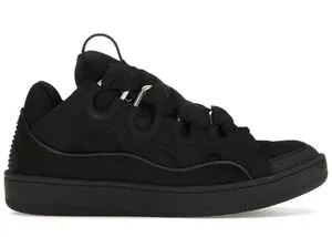 LANVIN Leather Curb Triplein Sneakers - Black