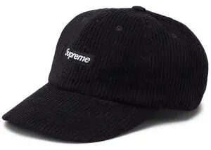 Supreme Ripple Corduroy 6-panel Cap - Black