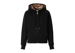 Burberry Letter Graphic Cotton Blend Zip Hoodie - Black | Editorialist