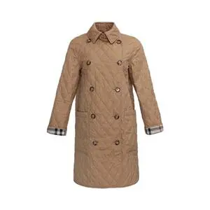Burberry Tything Diamond Quilted Long Jacket - Beige