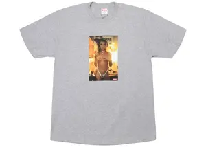 Supreme Nan Goldin Kim In Rhinestone Tee Shirt - Heather Grey