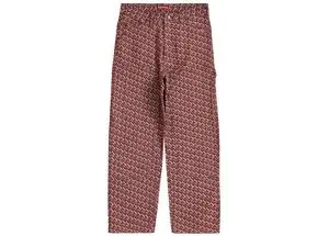 Supreme Monogram Double Knee Denim Painter Pant - Red