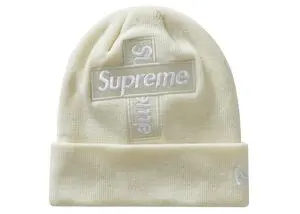 Supreme New Era Cross Box Logo Beanie - Natural