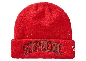 Supreme New Era Metallic Arc Beanie - Red