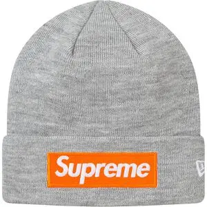 Supreme New Era Box Logo Beanie - Heather Grey