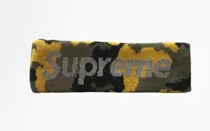 Supreme New Era Reflective Logo Headband - Yellow Camo