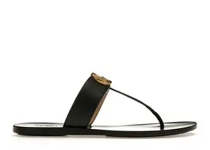 Gucci Double G Thong Sandal - Black/gold
