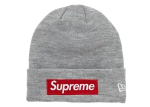 Supreme New Era Box Logo Beanie - Heather Grey