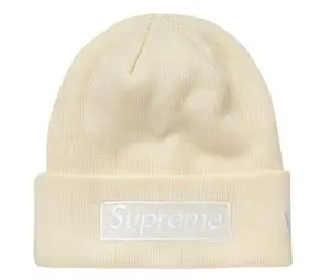 Supreme New Era Box Logo Beanie - Natural