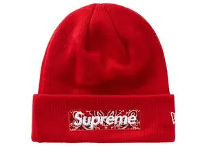 Supreme New Era Box Logo Beanie - Red