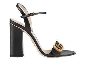 Gucci GG 105mm Heeled Sandal - Black/gold