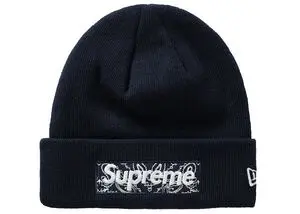 Supreme New Era Box Logo Beanie - Navy Blue