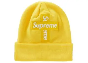 Supreme New Era Cross Box Logo Beanie - Lemon