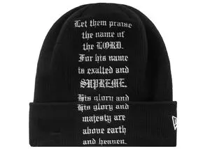 Supreme New Era Psalm Beanie - Black