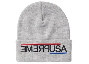 Supreme Usa Beanie - Heather Grey