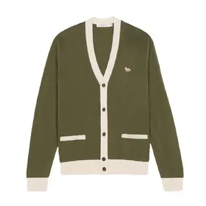 Maison Kitsuné Classic Cardigan With Baby Fox Patch - Khaki Grey