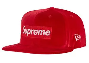 Supreme Velour Box Logo New Era Cap - Red