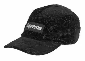 Supreme Velvet Paisley Camp Cap - Black