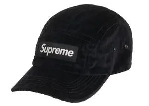 Supreme Velvet Pattern Camp Cap - Black