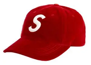 Supreme Velvet S Logo 6-panel Cap - Red