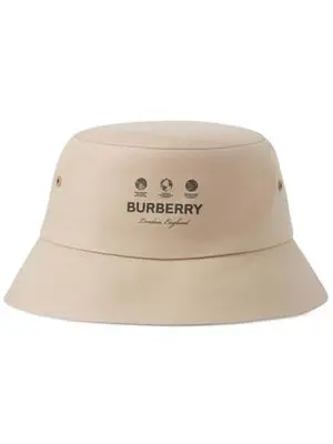 Burberry Logo Print Bucket Hat - Sand Beige