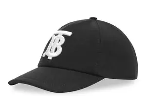 Burberry Monogram Motif Cotton Baseball Cap - Black White