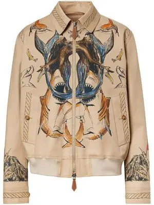 Burberry Sketch Print Harrington Jacket - Beige
