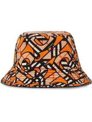 Burberry Monogram Print Bucket Hat - Orange