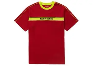 Supreme Chest Stripe Logo Short Sleeve Top - Dark Red
