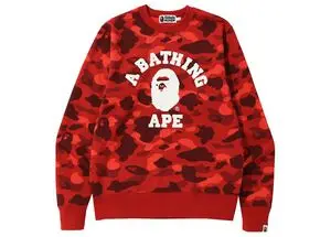 A BATHING APE Camo College Crewneck Sweatshirt - Red